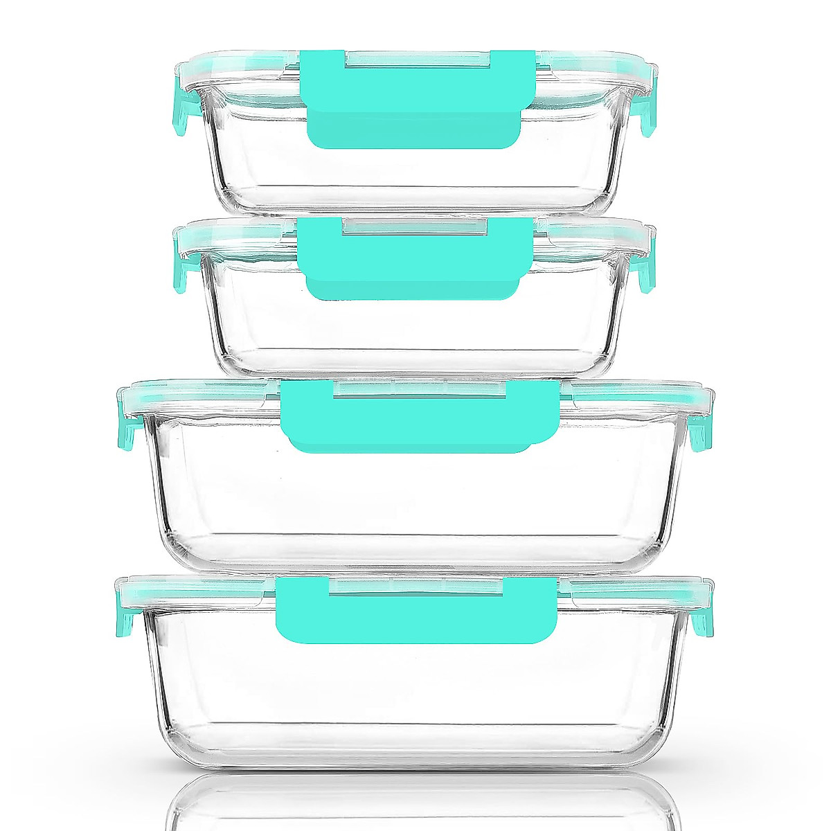[80 oz & 36 oz]Extra Large Glass Food Storage/Baking Containers Set with Locking Lids, 2 Pack 80 oz(10 cup)&2 Pack 36 oz (4.5 cup)Airtight Glass Container,Microwave,Oven,Freezer and Dishwasher