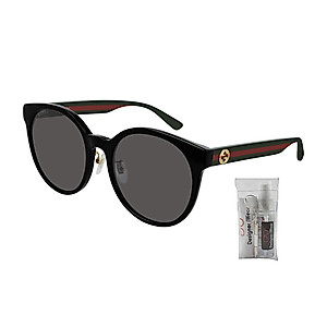 Gucci GG0416SK 002 55M Black/Multicolor/Grey Round Sunglasses For Women + BUNDLE with Designer iWear Eyewear Kit