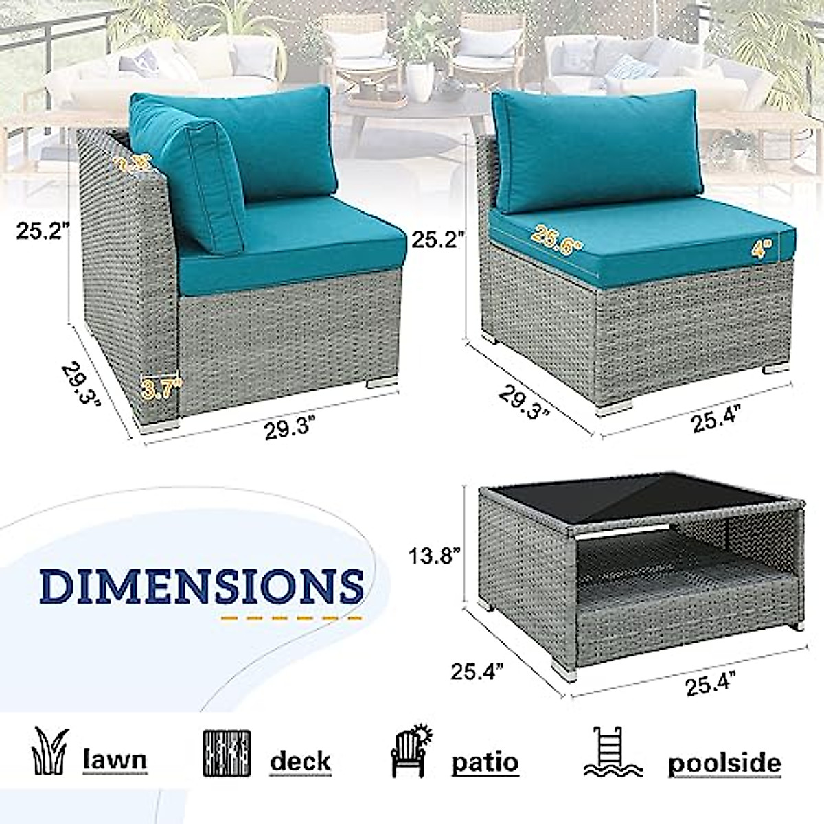 EAGLE PEAK 12 Piece Outdoor Wicker Patio Furniture Set with 2 Coffee Tables, PE Rattan Sectional Conversation Sofa Set with Seating for 10 People, Light Blue
