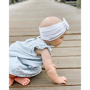 Baby Girl Bows Nylon Headbands Jacquard Design for Newborn Infant Toddler Little Girls (16-Pack)