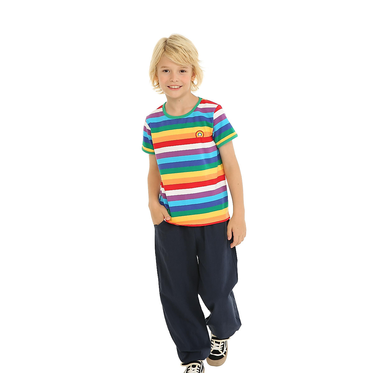 Mud Kingdom Toddler Boys T-Shirts Short Sleeve Rainbow Stripe 24 Months