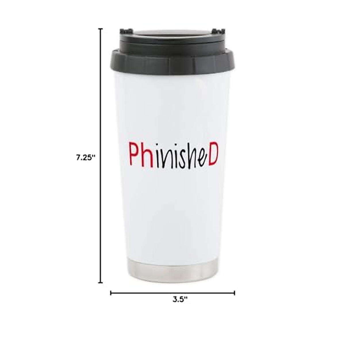 CafePress Phinished, Phd Graduate Travel Mug 20 oz. Insulated Stainless Steel Coffee Tumbler