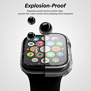 Yolovie [2 Pack] 2 in 1 Waterproof Case Compatible for Apple Watch 40mm SE Screen Protector Series 6 5 4 Tempered Glass Film PC Face Cover & Back Bumper for iWatch Accessories - 40mm Clear x2