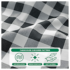 Biscaynebay Textured Fabric Shower Curtains 72" X 72", Black & White Printed Checkered Linen Modern Hotel Luxury Quality Cloth Bathroom Curtains Machine Washable