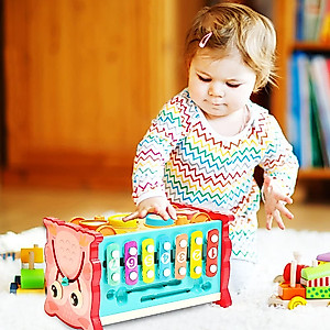 ChuburD Baby Toys Activity Center,8 in 1 Multi-Functional Baby Activity Cube,with Pink and Blue(Random Colors),Montessori Learning Musical Toys for Infant 18 Months and Up,Boy Girl Gifts,No Batteries