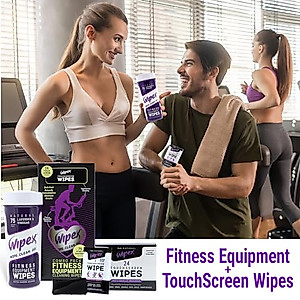 Wipex Fitness Equipment Wipes - Use as Gym Wipes for Equipment, Yoga Mat Cleaner, Peloton & Exercise Machine Wipes, All-Purpose Cleaning with Vinegar, Lemongrass & Eucalyptus, 75 Count (Pack of 12)