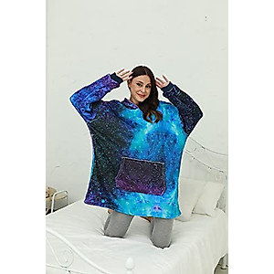 UNIFACO Women Wearable Blanket Hoodie Oversized Sherpa Blanket Sweatshirt with Hood Pocket Super Soft Warm Plush Hooded Blanket for Adult