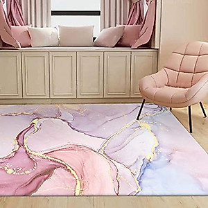 3x5ft Modern Abstract Area Rugs for Bedroom Pink Carpets for Living Room Cute Fashion Marble Waves Coffee Table Rugs Kitchen Dining Room Carpets Indoor Outdoor Runner Rugs Floor Mats A
