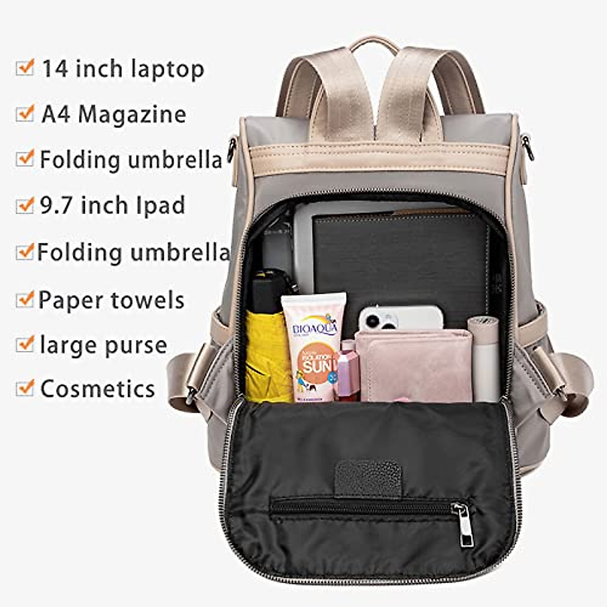 Lecxci Womens Large Multi-purpose Fashion Oxford Fabric Handbag Crossbody Travel Bag Hiking Daily Backpacks(style3,mauve)