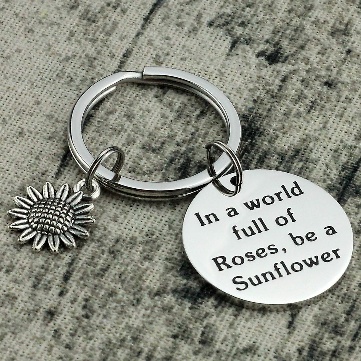Kivosliviz Sunflower Keychain Gifts Sunflower Lover Gift in A World Full of Roses Be a Inspiration Jewelry Sunflower Keychains