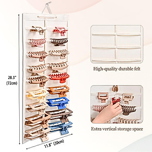 Lolalet Hair Claw Clip Organizer, 1 Pack Hanging Hair Clip Organizer Storage for Women Girl, Wall-Mounted Hair Claw Clip Holder Organizer, Claw Clip Storage Display for Wall Door Closet -Beige
