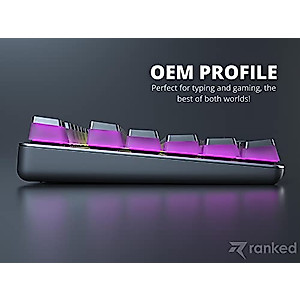 Ranked Pudding v2 PBT Keycaps | 145 Double Shot Translucent ANSI US & ISO Layout | OEM Profile for Full Size, TKL, 75%, 65% and 60% RGB Mechanical Gaming Keyboard (Black)