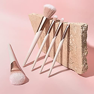 EcoTools Luxe Natural Elegance Professional Face Makeup & Foundation Brush Set, Premium Brush Kit For Face, Cheek, & Eye Makeup, Synthetic Makeup Brushes, Vegan & Cruelty-Free, 5 Piece Set
