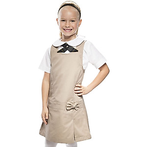 Classroom Little Girls' Uniform Zig Zag Jumper Dress, Khaki, 5