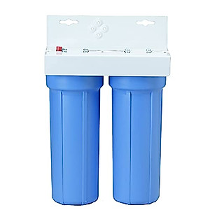 Pentair Pentek BFS-201 Slim Line Two-Housing Filtration System, 3/8" NPT #10 Low Profile Water Filter Housing, Holds 10" x 2.5" Filter Cartridges, Blue