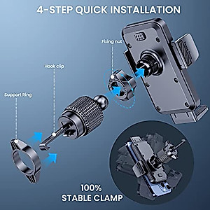 Phone Mount for Car Phone Holder [Thick Cases Friendly] Cell Phone Holder Hands Free Phone Stand for Car Vent Phone Mount Fit iPhone Android Smartphone Cell Phone Automobile Cradles Universal