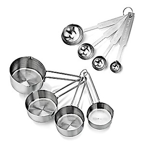New Star Foodservice 42917 Stainless Steel 8-Piece Measuring Cups and Spoons Combo Set
