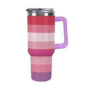 Lesbian Pride Flag 40 Oz Tumbler Insulated Stainless Steel Water Bottle Travel Mug Car Cup with Handle And Straw