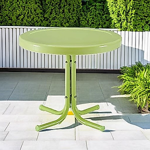 Crosley Furniture Griffith Weather Resistant Retro Metal Outdoor Side Table for Patio, Deck, Porch, Key Lime