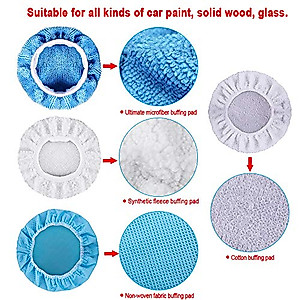 SIQUK 24 Packs Polishing Bonnet Pads (5 to 6 Inches) Including 12 Microfiber Car 4 Waxing Non-Woven Buffing pad and 2 Cotton for Polisher