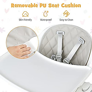 BABY JOY High Chair for Babies & Toddlers, Adjustable Convertible Baby Highchair w/ 5 Heights, Removable Dishwasher Safe Tray, Footrest, 5-Point Safety Harness & Waterproof Seat Cushion, 6-36 Months