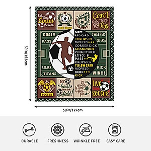 Soccer Lover Gifts, Soft Warm Soccer Blanket, Soccer Gifts for Boys Men, Soccer Gifts Blanket for Soccer Players, Soccer Throw Blanket for Couch Bed, Unique Gifts for Soccer Lovers 50"X60"