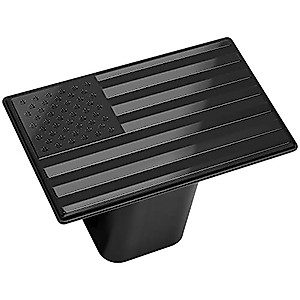 DoPake Metal Trailer Hitch Cover,Heavy Duty 2" Inch Tow Rear Receivers Plug Covers,USA American Flag Hitch Cover （with 3-3/5" Usable Length,5/8-inch Diameter Pin） for Trucks Cars SUV (Black)