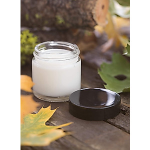 1 oz / 30 ml Clear Thick Wall Glass Straight Sided Jar with Black Smooth Lids (12 Pack) Airtight, Smell Proof