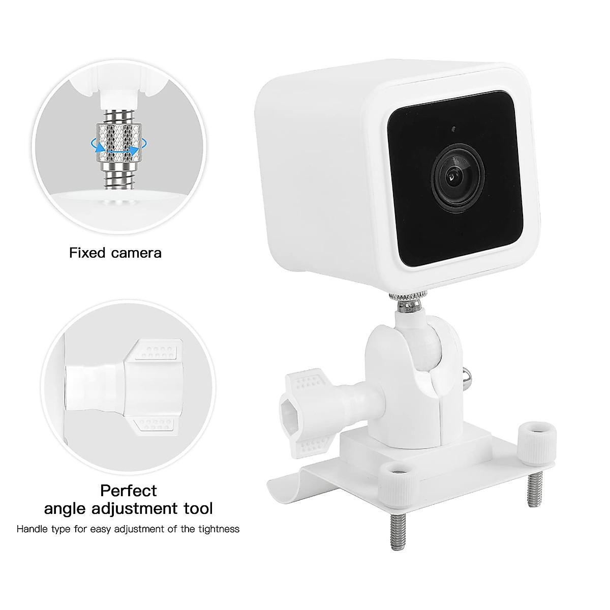 HOLACA 1Pack White Portable Electronic Device Mount for Dashboard, Compatible with Wyze Cam V3 Camera, 360-degree Rotation and 90-degree Tilt, No Holes or Tools Required