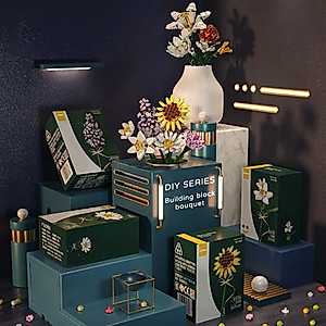 Cihely Flower Bouquet Building Blocks Kits Rose 3Pack 601239, Artificial Flowers Building Project to Release Stress and Focus The Mind, for Birthday Gifts to Adults/Teens(100+ Pieces)