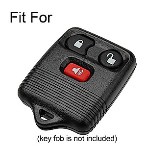 Coolbestda Rubber 3 Buttons Key Fob Cover Case Shell Keyless Entry Jacket Holder for Ford F150 F250 F350 Explorer Ranger Escape Expedition