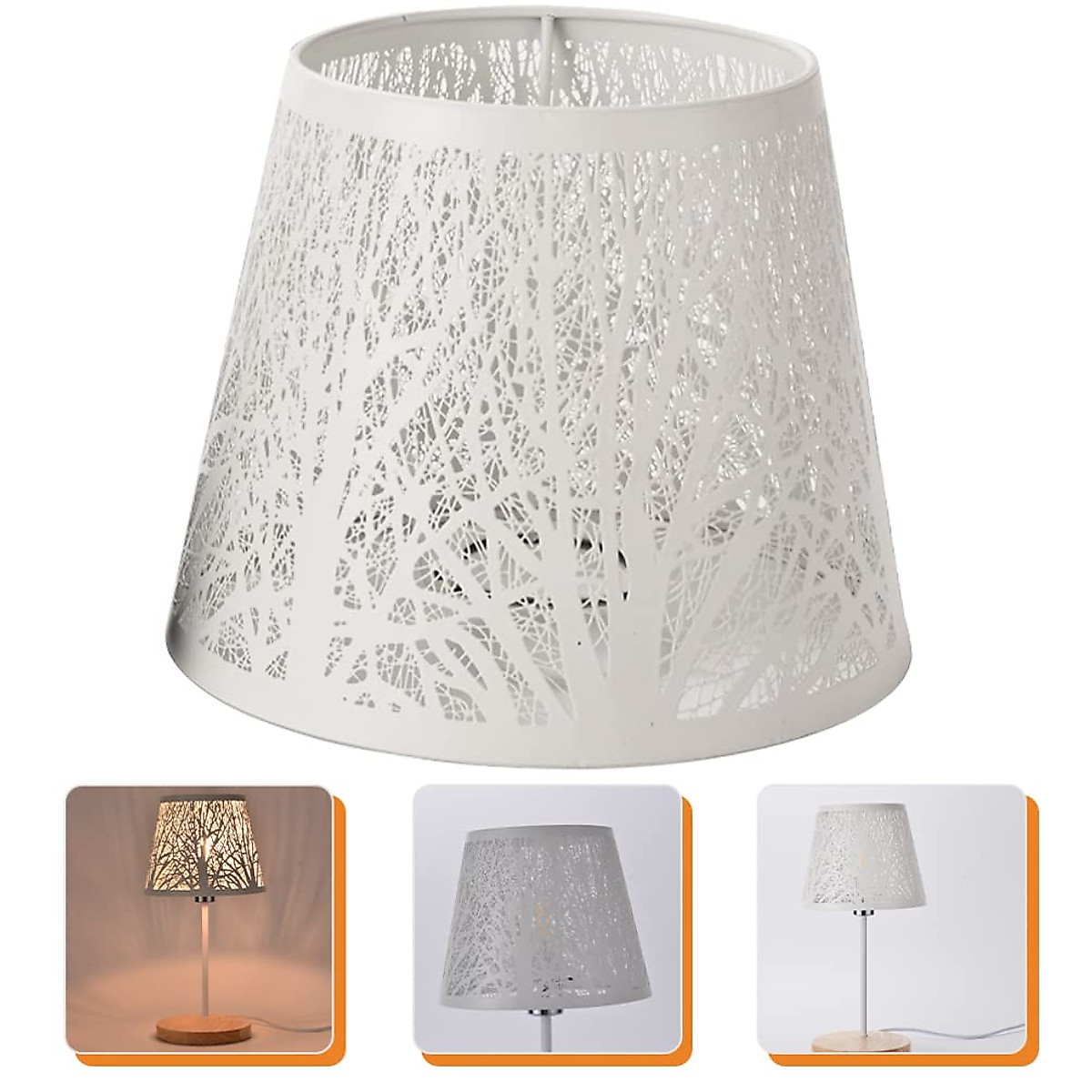 SHERCHPRY Lamp Shades E27 Hollow Tree Shadow Light Cover, Modern Lamp Shade, Replacement Metal Lampshade for Table Lamps and Floor Light, White Lamp Shade