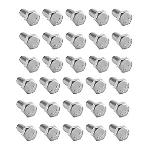 30 Pcs M5 Hex Bolt M5-0.8 x 12mm UNC Hex Head Screw Bolts A2-70(304) Stainless Steel Fully Threaded Hex Tap Bolts,Fully Threaded (M5 x 12mm)