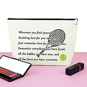 Tennis Gift Makeup Bag Inspirational Gifts for Tennis Player Birthday Gift for Women Tennis Lovers Gift Graduation Gift for Tennis Girl Tennis Themed Gift Tennis Fan Gift Cosmetic Pouch Christmas Gift