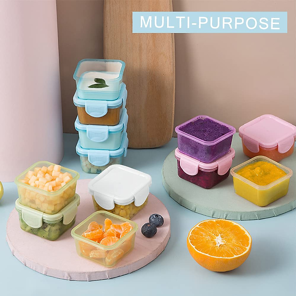 LELE LIFE 6Pcs Small Food Storage Containers, Leakproof Lids, Condiment Sauce Containers, Small Freezer Storage Containers Airtight Containers, Dishwasher Freezer and Microwave Safe, 5oz