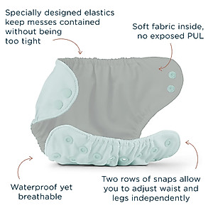 Esembly Cloth Diaper Try-It Kit, Starter Gift Set, Includes 3 Organic, Reusable Diapers Inners, 1 Stylish Outer, Patented Detergent & Wet Bag - Earth-Friendly Diapering, Mist, Size 1 (7-18lbs)