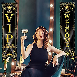 Roaring 20s Party Decorations New Year Porch New Year Banner VIP Sign Movie Night Party Decorations Movie Theater Banner Now Showing Hanging Porch Sign 1920s Party Decorations Supplies