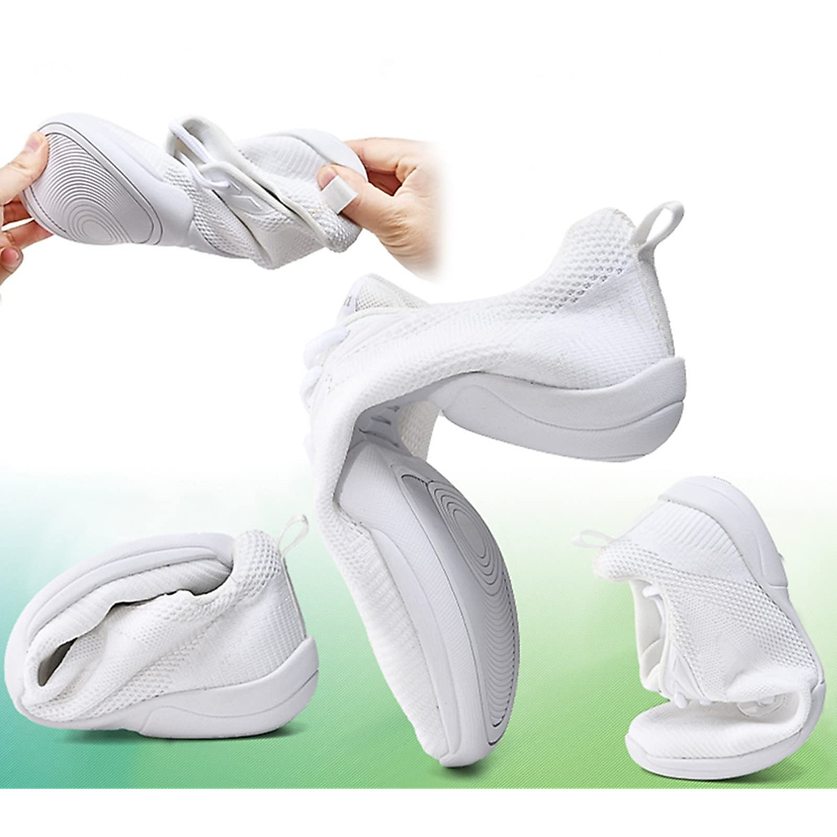 DADAWEN Adult & Youth White Cheerleading Dance Shoes Athletic Training Lightweight Competition Tennis Sneakers Cheer Shoes White US Size 7/EU Size 38