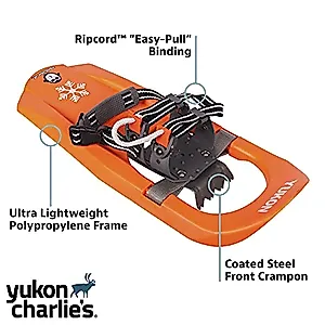 Yukon Charlie's Penguin Children's Molded Snowshoe Kit, 7-inch x 16-inch, Includes Snowshoes, Trekking Poles and Travel Bag