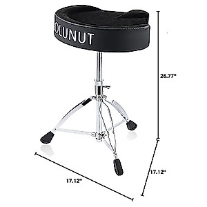 LOLUNUT Drum Throne,Drum Stool Height Adjustable Chair,Heavy Duty Motorcycle Style Seat with 5A Drum Sticks for Drummers