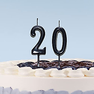 10 Pieces Birthday Numeral Candles, Cake Numeral Candles Birthday Cake Candles for Kids Adults, Number 0-9 Cake Topper Decoration for Birthday Wedding Anniversary Party Celebration,Black