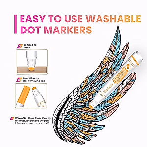 Washable Dot Markers Paint Art – 30 Colors Fine Tip 8mm Dotters Non-Toxic Water Based Shuttle Supplies Kit for Toddlers and Adults