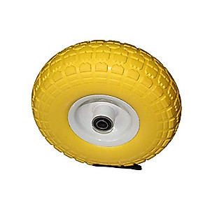 Kunhua 11-pu-y-dh-16p 4.10/3.50-4" Flat Free Hand Truck/Utility Tire, 2.25" Offset Hub, 5/8" Ball Bearings, 10" Tire Diameter,knobby Tread