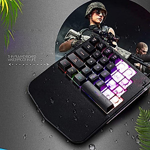 XYLXJ K11 Portable Gaming Keyboard 28keys, One-Hand Mechanical Gaming Keypad, With Wide Hand Rest Backlit for PC Game