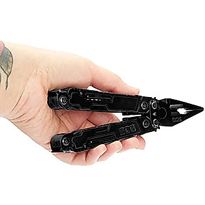 SOG PowerAccess Deluxe All-Around Heavy Duty Stainless Steel Multi-Tool w/Nylon Sheath, Two Knife Blades, Can & Bottle Opener, Black