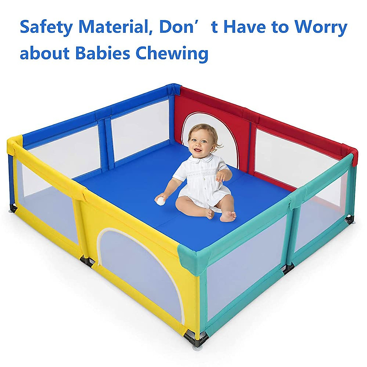 Baby Playpen, Play Pen,Playpen for Babies and Toddlers,Play Yard for Baby, Baby Playard with Safety Gates/ Ocean Balls/Toddler Handle