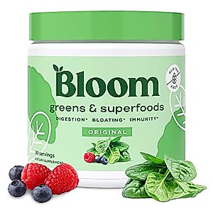 Bloom Nutrition Super Greens Powder Smoothie & Juice Mix - Probiotics for Digestive Health & Bloating Relief for Women, Digestive Enzymes with Superfood Spirulina & Chlorella for Gut Health (Original)