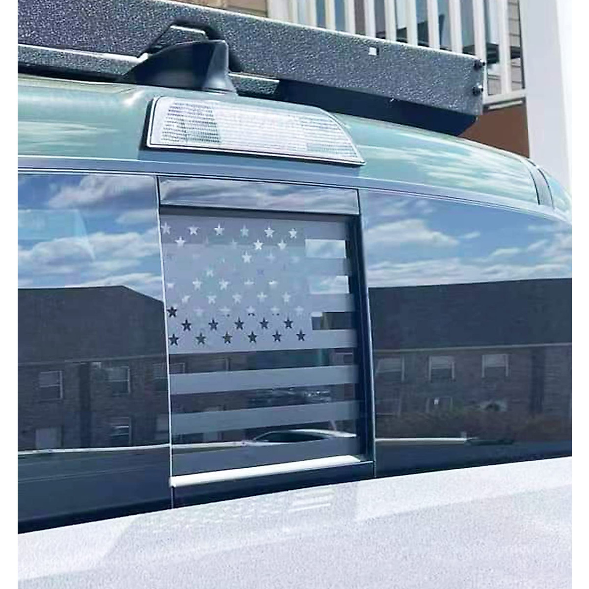 Xinghe for Toyot@ Tacoma 2005-2023, American Flag Decals for Truck Back Sliding Window, Matte Black USA Flag Decal for Truck Back Window, Waterproof Vinyl, Durable and Easy Remove Truck Decal