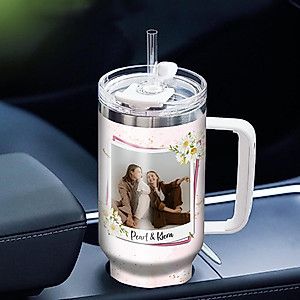 WAZONE Personalized To My Bestie Tumbler 40oz with Handle and Straw Custom Name Photo Stainless Steel Double Walled Insulated Travel Mug Birthday Christmas Best Gifts For BFF Friends