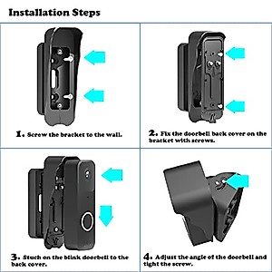 Blink Doorbell Mount, Adujstable Angle Mount Kit (up to 110 Degrees Tilt) for Blink Video Doorbell, Wide Viewing Range Left/Right Adjustable Blink Corner Mount with Mounting Cover (Black)